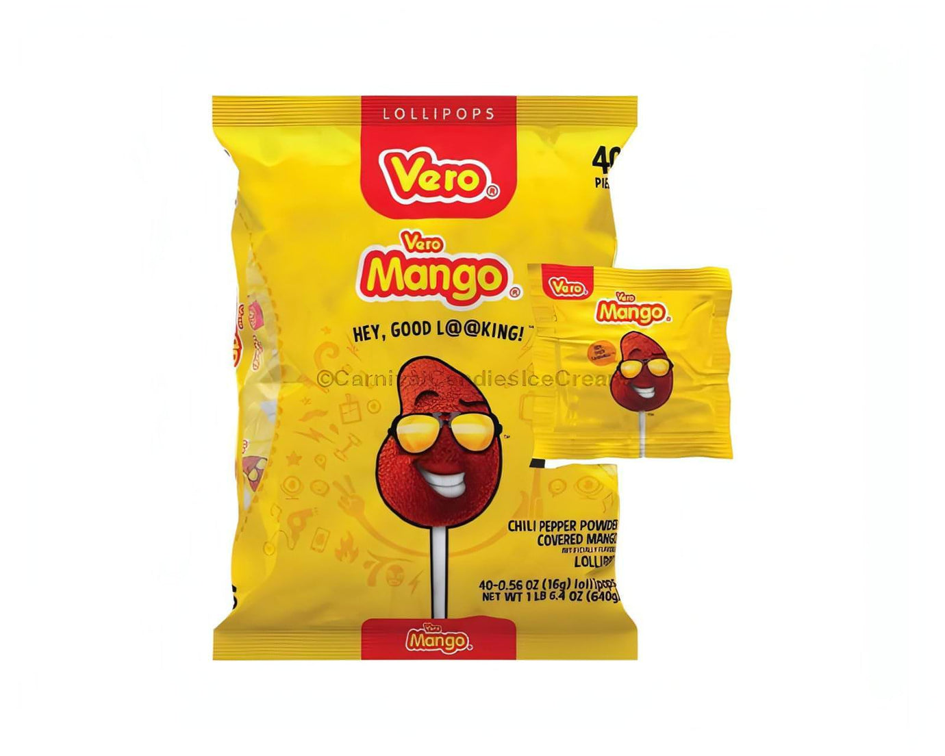 Vero Mango Lollipops (40ct) | Spicy Mexican Candy – Carnival Candies ...